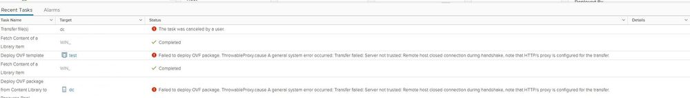 Failure to deploy from Content Library when Proxy settings are enabled ...